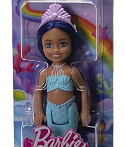 Barbie Mermaid Chelsea Doll with Midnight Blue Hair and Ombre Tail, Mermaid Toys, Crown Accessory