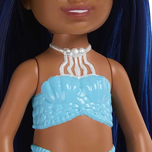 Barbie Mermaid Chelsea Doll with Midnight Blue Hair and Ombre Tail, Mermaid Toys, Crown Accessory