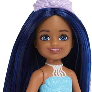 Barbie Mermaid Chelsea Doll with Midnight Blue Hair and Ombre Tail, Mermaid Toys, Crown Accessory