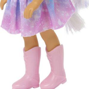 Barbie Unicorn-Inspired Chelsea Doll with Lavender Hair, Unicorn Toys, Horn Headband and Detachable Tail