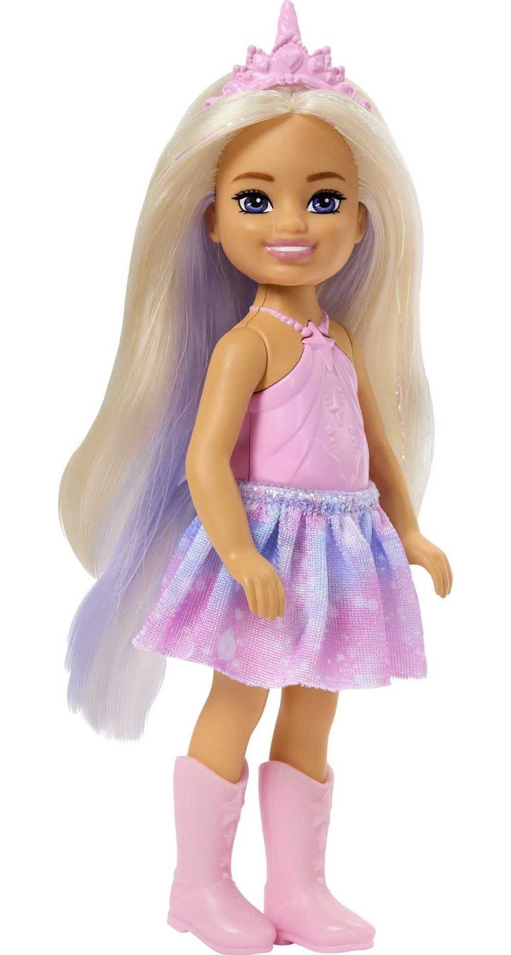 Barbie Unicorn-Inspired Chelsea Doll with Lavender Hair, Unicorn Toys, Horn Headband and Detachable Tail