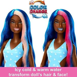 Barbie Pop Reveal Doll & Accessories, Fruit Punch Scent with Blue Hair, 8 Surprises Include Slime, Color Change & Puppy