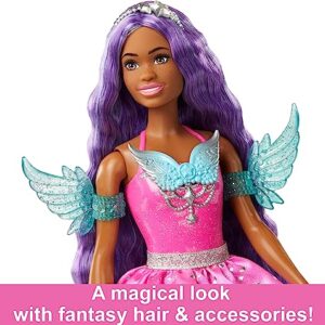 Barbie Doll with Two Fairytale Pets and Fantasy Dress, Barbie “Brooklyn” Doll From Barbie A Touch of Magic, 7-inch Long Fantasy Hair