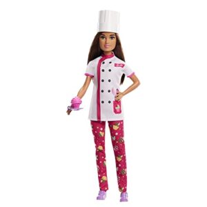 barbie doll & accessories, career pastry chef doll with hat, and cake slice