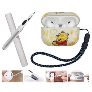 case for airpods pro 2 case cover, airpods pro 2 case and lanyard+earphone cleaning pen cute cartoon personalized custom anime design airpod case for women girls wireless airpods pro 2 case (pooh)