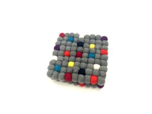 handmade trivet, felt ball trivet, potholders, trivets, 100% wool, felt, hot pot holders (set of 2) hot pads, flexible, durable, heat resistant mat, mats, square trivet (gray, square)