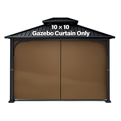 Nitocoby Gazebo Universal Replacement Privacy Curtain Panel Side Wall fits 10'x10' and 10'x12' Gazebos (Brown, 10x10 Feet)