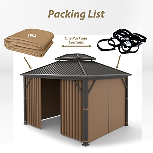 Nitocoby Gazebo Universal Replacement Privacy Curtain Panel Side Wall fits 10'x10' and 10'x12' Gazebos (Brown, 10x10 Feet)