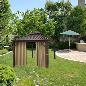 Nitocoby Gazebo Universal Replacement Privacy Curtain Panel Side Wall fits 10'x10' and 10'x12' Gazebos (Brown, 10x10 Feet)