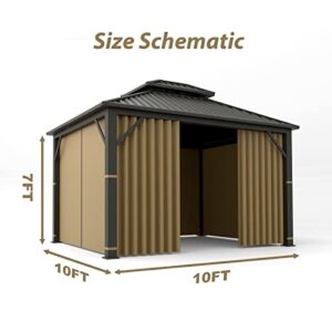 Nitocoby Gazebo Universal Replacement Privacy Curtain Panel Side Wall fits 10'x10' and 10'x12' Gazebos (Brown, 10x10 Feet)