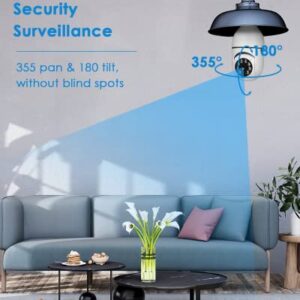 OFYOO Light Bulb Security Camera Wireless Outdoor Indoor 2.4G/5G WiFi Cameras for Home 360° Panoramic Motion Detection and Alarm Two-Way Audio Based E27 Socket