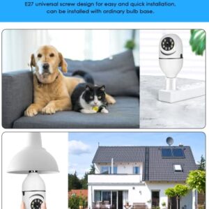 OFYOO Light Bulb Security Camera Wireless Outdoor Indoor 2.4G/5G WiFi Cameras for Home 360° Panoramic Motion Detection and Alarm Two-Way Audio Based E27 Socket