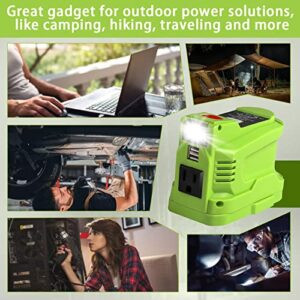 150W Powered Inverter Generator for Ryobi 18V Lithium Battery，ryobi Battery Inverter Power Station with 2-USB&AC 110V-120v，Power Inverter with 200LM LED Light USB Cable