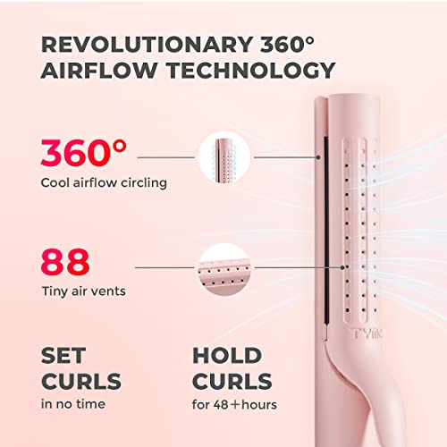 TYMO Airflow Styler Curling Iron - Ceramic Flat Iron Hair Straightener and Curler 2 in 1, Professional Curing Wand with 360° Ionic Cool Air, 5 Adjustable Temps & Dual Voltage for Long Short Hair