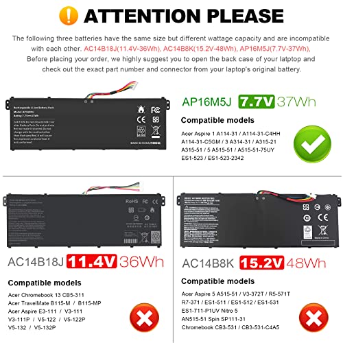 Fancy Buying AP16M5J Laptop Battery for Acer Aspire 1 A114-31 A114-32 Aspire 3 A314-31 A314-32 A314-41 A315-21 A315-21G A315-22 A315-31 A315-32 A315-33 A315-41 A315-51 A315-53 A315-53G 2ICP4/80/104