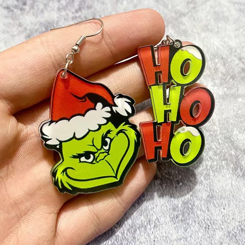 Mr. Grinch Earrings for Women, Girls, Teens, Christmas Parties and More. Super Cute Pair of Grinch Earrings, Grinch Accessories for Christmas Parties. Ho ho ho Grinch Earrings for Christmas 2022. Cute Whoville Mr. Grinch Earrings.