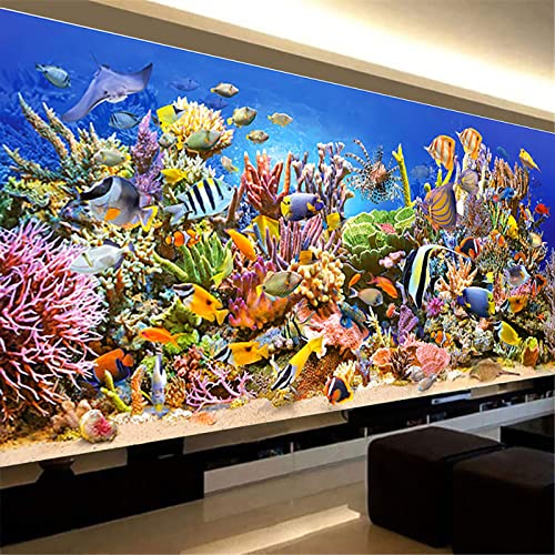 Instarry 5D DIY Diamond Painting Kits Full Drill Underwater World Coral Reef Crystal Cross Stitch Home Wall Decor 39.4x15.7 inch