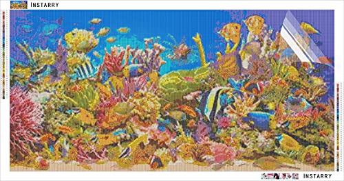 Instarry 5D DIY Diamond Painting Kits Full Drill Underwater World Coral Reef Crystal Cross Stitch Home Wall Decor 39.4x15.7 inch