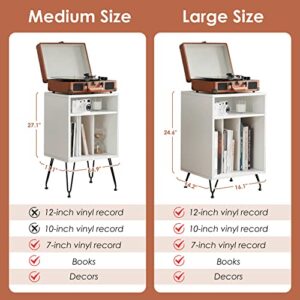 Side Table with Storage Space, Nightstand for Bedroom, Couch Side Table with Swivel Leveling Feet for Living, Sturdy Table with Premium MDF Board, Easy Assembly, 14.7”*11.1”*24.4”