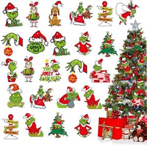 32pcs christmas tree hanging decorations,double side print holiday xmas ornaments christmas decorations indoors home decor