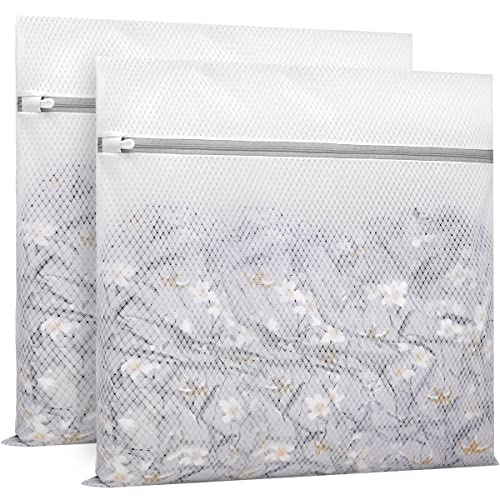 2Pcs Durable Diamond Mesh Laundry Bags for Delicates 24 x 24 Inches (2 XX-Large)