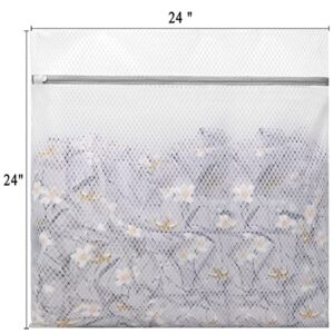 2Pcs Durable Diamond Mesh Laundry Bags for Delicates 24 x 24 Inches (2 XX-Large)