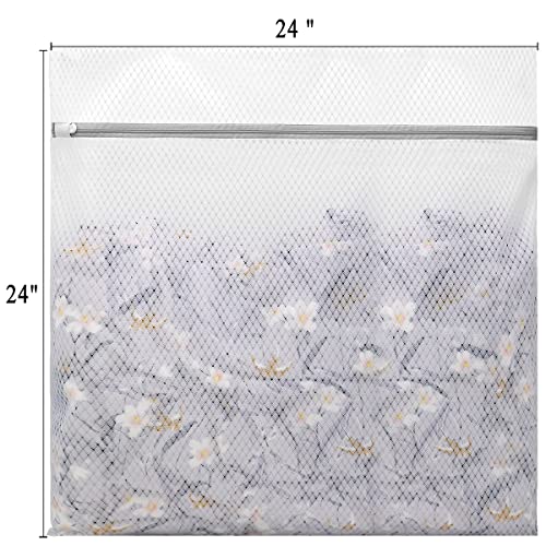 2Pcs Durable Diamond Mesh Laundry Bags for Delicates 24 x 24 Inches (2 XX-Large)