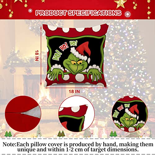 NEWSPIED Christmas Pillow Covers 18x18 Set of 4 for Christmas Decorations Christmas Pillows Winter Holiday Decor Farmhouse Throw Pillow Covers for Porch Home Couch Bed