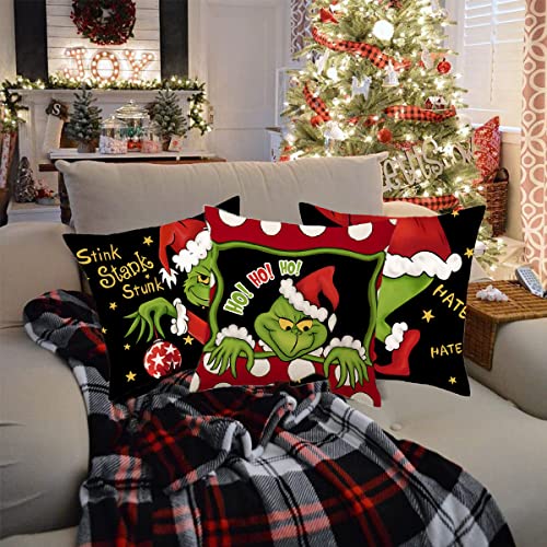 NEWSPIED Christmas Pillow Covers 18x18 Set of 4 for Christmas Decorations Christmas Pillows Winter Holiday Decor Farmhouse Throw Pillow Covers for Porch Home Couch Bed