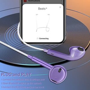 XNMOA Wired Earbuds Headphones,Noise Isolating in Ear Wired Earphones, Built-in Microphone & Volume Control&Support Call,Compatible with iPhone 14/13/12/11 Pro Max/Xs Max/Xr/X/8/7 Plus,Purple