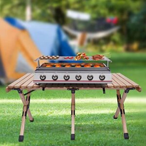 6 BBQ Stainless Steel Propane Gas Grill,Portable Tabletop Grill with Sear Side Burner,Non-stick Barbecue Grill for Patio Party Picnic 31.1 * 9.84 inches