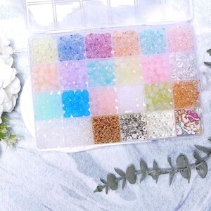 Enjoymade Transparent Color Glass Beads Bracelet Making Kit, Girls' Lovely Cute Necklace Jewelry DIY Bulk Acrylic Gradient Bubble Bead Jewelry, Birthday Gift