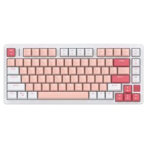 irok fe75pro hot swappable mechanical keyboard, wireless tkl 75% rgb customizable backlit gaming keyboard, bluetooth/2.4g/wired for windows pc gamers- white/red