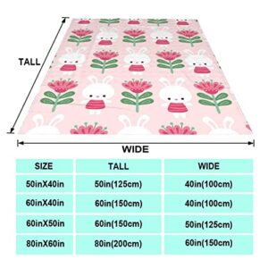 Christmas Blanket 40x60 Inches Warm Cozy Blanket Soft Flannel Blanket Throws Compatible with Easter Cute Bunny Rabbit Pink for Living Room Sofa Beding Couch Travel Camping All Seasons