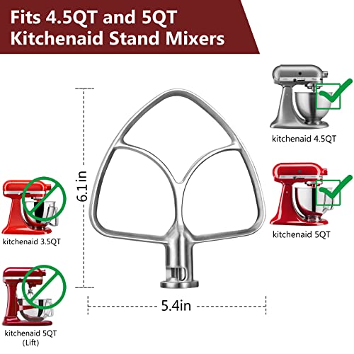 LETOMS Paddle Attachment for Kitchenaid Stand Mixers 4.5-5 Quart, Flex Edge Beater for Kitchenaid Mixer, Dishwasher Safe