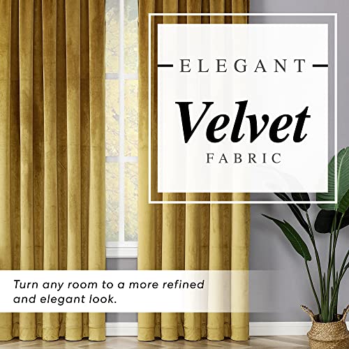 Regal Home Collections Egyptian Velvet Curtains 2-Panel Set - Gold Velvet Curtains Rod Pocket - Velvet Drapes - Black Out Curtains 2 Panels (54in W x 84in L - 2 Panels, Gold)