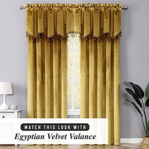 Regal Home Collections Egyptian Velvet Curtains 2-Panel Set - Gold Velvet Curtains Rod Pocket - Velvet Drapes - Black Out Curtains 2 Panels (54in W x 84in L - 2 Panels, Gold)