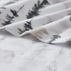 Flannel Sheets Warm and Cozy Deep Pocket Breathable All Season Bedding Set with Fitted, Flat and Pillowcases, King, Winter Cabin Lodge