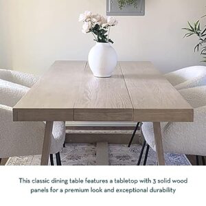 Plank+Beam 72 Inch Dining Table, Solid Wood Kitchen Table, Dinner Table for Dining Room, Seashell Wirebrush