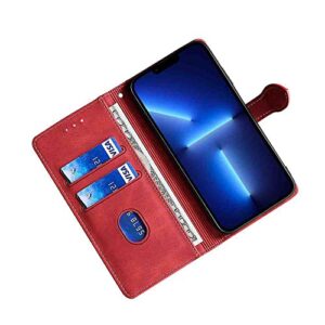 NATUMAX Phone Cover Wallet Folio Case for Oppo REALME 7 PRO, Premium PU Leather Slim Fit Cover for REALME 7 PRO, 2 Card Slots, Horizontal Viewing Stand, Easy Take, Red