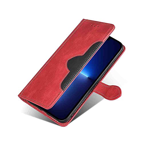 NATUMAX Phone Cover Wallet Folio Case for Oppo REALME 7 PRO, Premium PU Leather Slim Fit Cover for REALME 7 PRO, 2 Card Slots, Horizontal Viewing Stand, Easy Take, Red