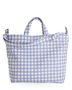 horizontal zip duck bag - blue pixel gingham