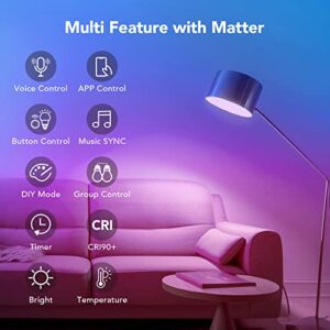 OREiN Matter Smart Light Bulbs Reliable WiFi Bulb with A19 E26 LED Color Changing 60W Equi 800LM CRI>90 Work Alexa/Google Home/Apple Home/SmartThings/Siri 2Pack