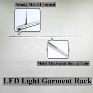 LED Hanging Rack Garment Rack, Adjustable 0~78″ Simple Houseware Clothing Rod, Heavy Duty Metal Industrial Closet Storage Organizer for Clothing Store, Checkroom, Changing Rooms