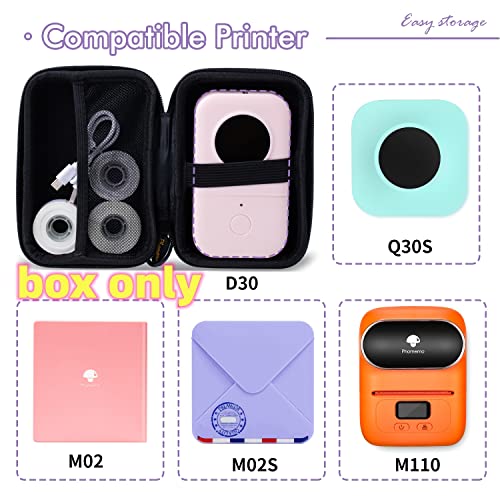 Phomemo Label Printer Case Compatible with Phomemo D30 D35 M02 M110 Label Printer, Mini Labeler Sticker Maker Storage Holder Also Fits for Tape Paper & USB Cable (Box Only),Purple