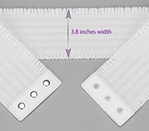 ALAIX Women's Wide Belt Stretchy Dress Belts Elastic Snap-Button Corset Belts for Women Waist Belt Waistband White(Fits 33~37 inches)