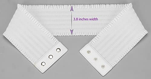 ALAIX Women's Wide Belt Stretchy Dress Belts Elastic Snap-Button Corset Belts for Women Waist Belt Waistband White(Fits 33~37 inches)