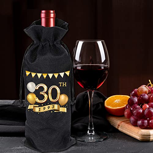 30th Birthday Wine Bag, Back in 1993 Birthday Gift Wine Bag for Women Men, Birthday Party Supplies Decorations, 30 Year Old Birthday Gifts for Her Him, 1 Pcs Wine Bag(Black Gold)