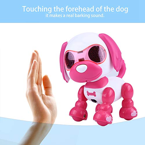 Robot Dog Toy, Electronic Robot Dog Pet Toy Smart Kids Interactive Walking Sound Puppy with LED Light Educational Toy Gift Robot Dog Toy for Kids Children (Rose Red)