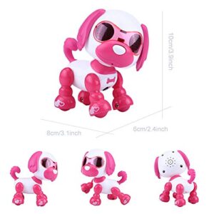 Robot Dog Toy, Electronic Robot Dog Pet Toy Smart Kids Interactive Walking Sound Puppy with LED Light Educational Toy Gift Robot Dog Toy for Kids Children (Rose Red)